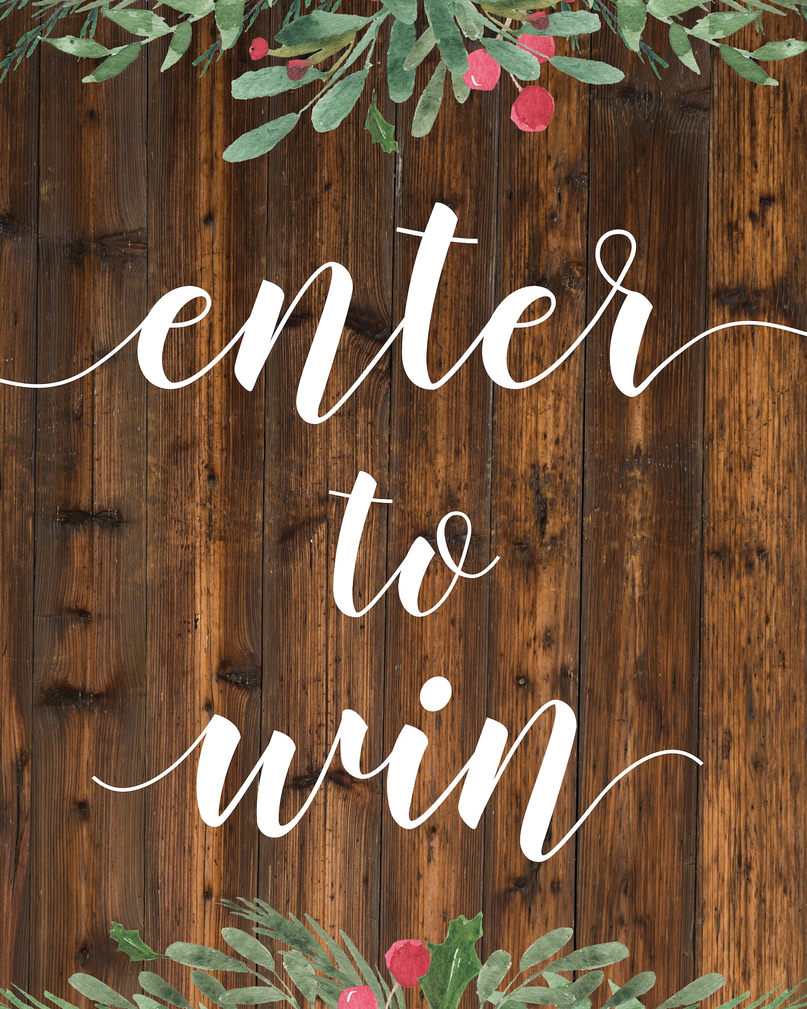 Enter to Win Printable Sign and Tickets Rustic Wood Holiday - Etsy