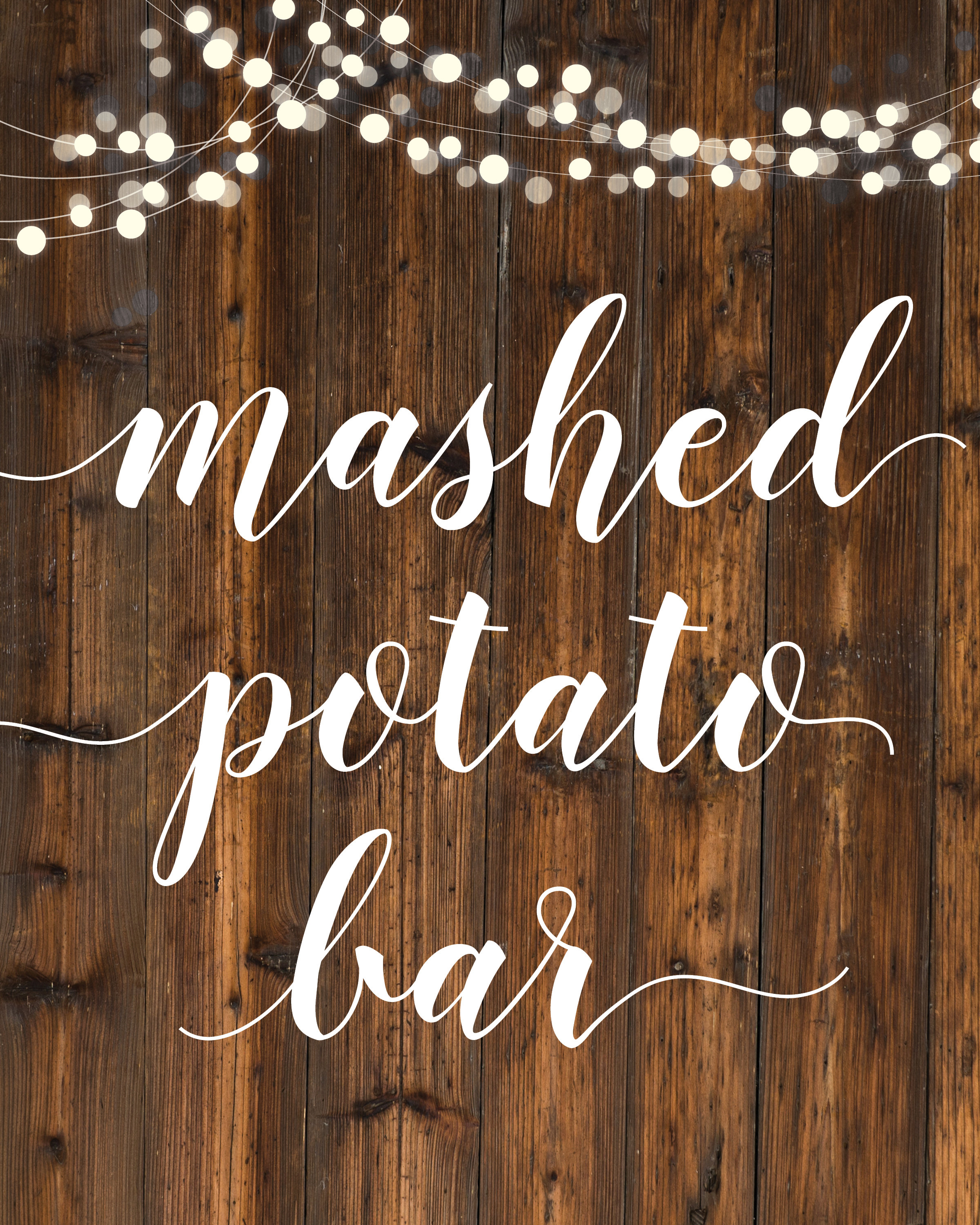Mashed Potato Bar Printable Sign Instant Download Rustic | Etsy
