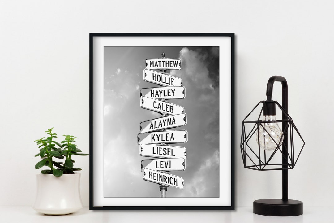 Personalized Family Names Street Signs Art With Nine Names Canvas or ...