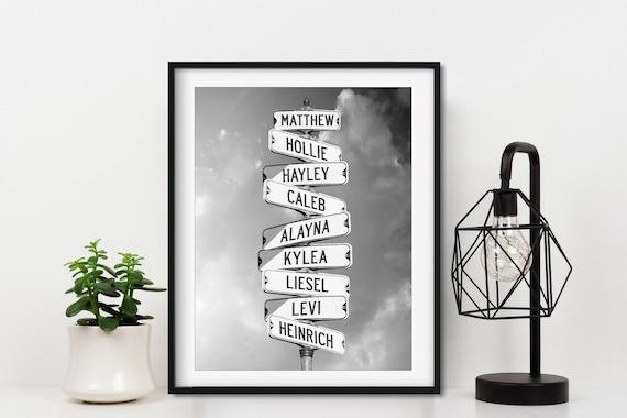 Personalized Family Names Street Signs Art With Nine Names | Etsy