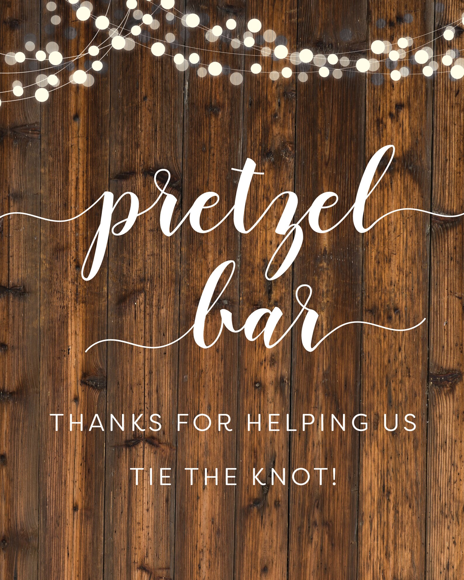 Instant Download Printable Pretzel Bar Sign, Rustic Wedding Decor - Etsy