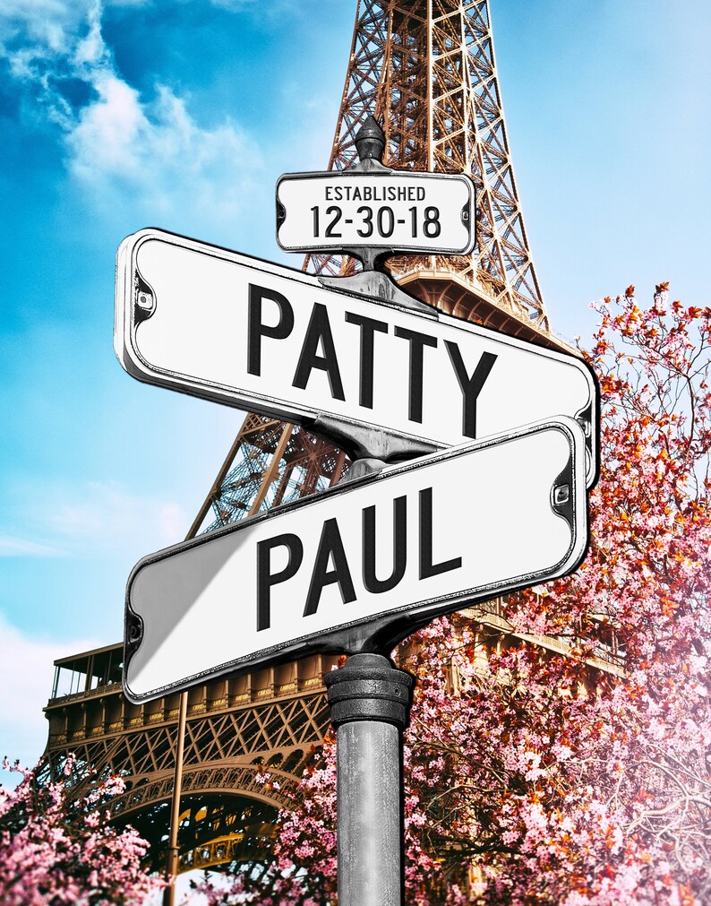 Printable Street Signs Photo with Eiffel Tower Paris | Etsy