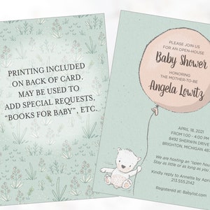 Open House Baby Shower Invitation With Baby Bear and Balloon - Etsy