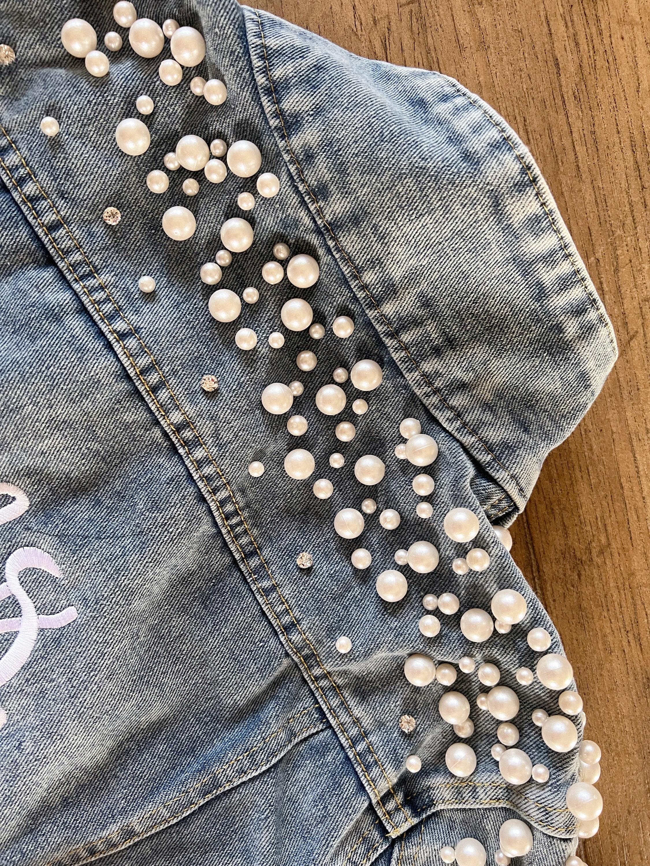 Extra Pearl Bride Denim Jacket Custom Embroidered - Etsy