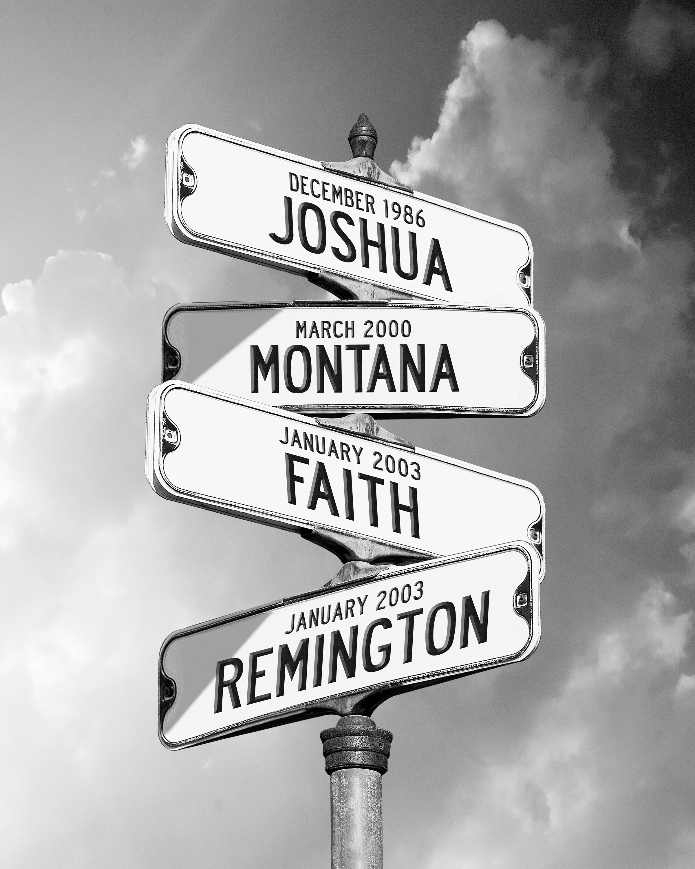 Four Family Names Personalized Street Signs Digital Photo Art | Etsy