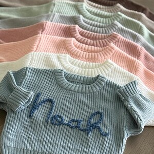Chunky Knit Baby Sweater Hand Embroidered Photo Prop - Etsy
