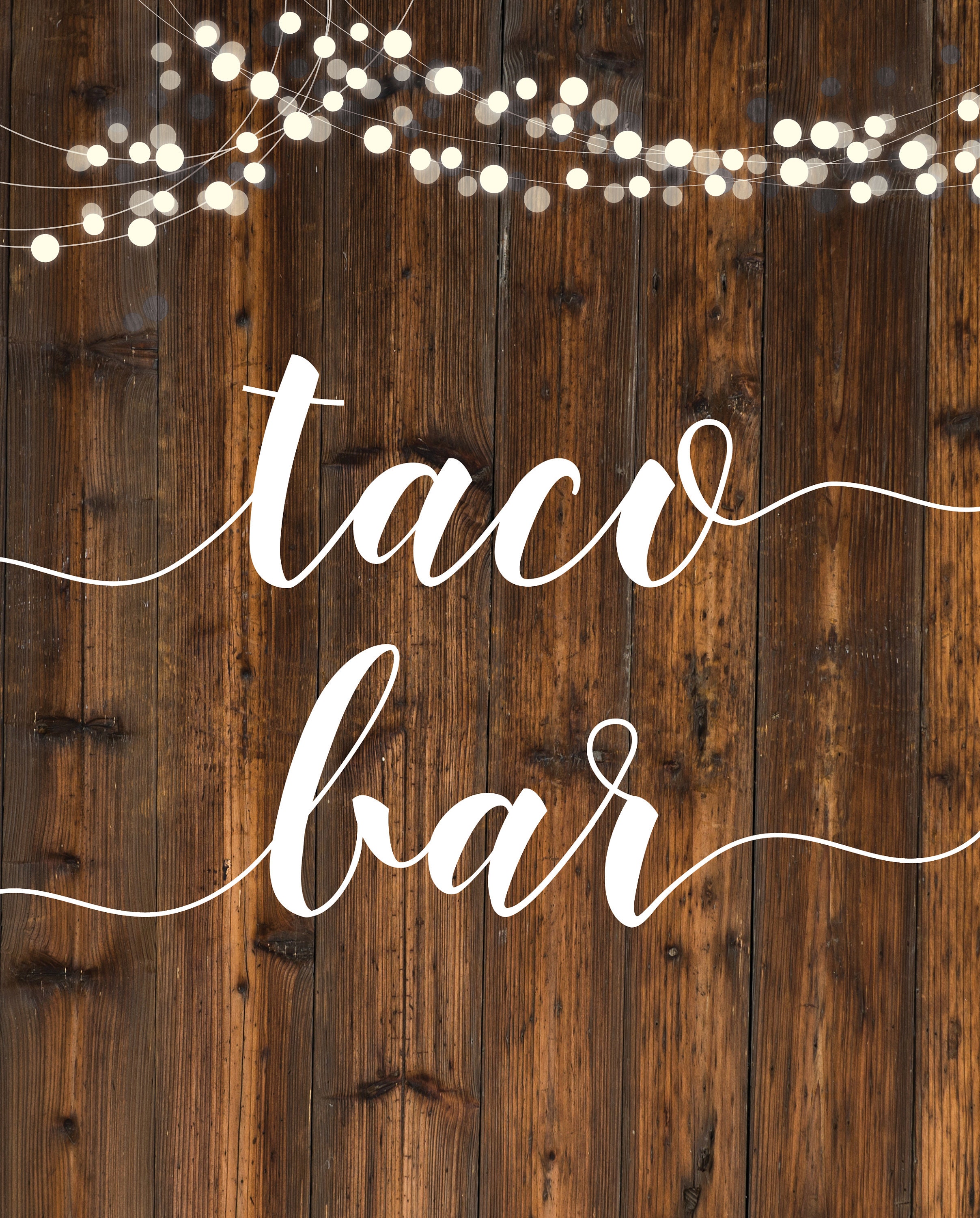8x10 Printable Taco Bar Sign Taco Bar Sign Rustic Party | Etsy