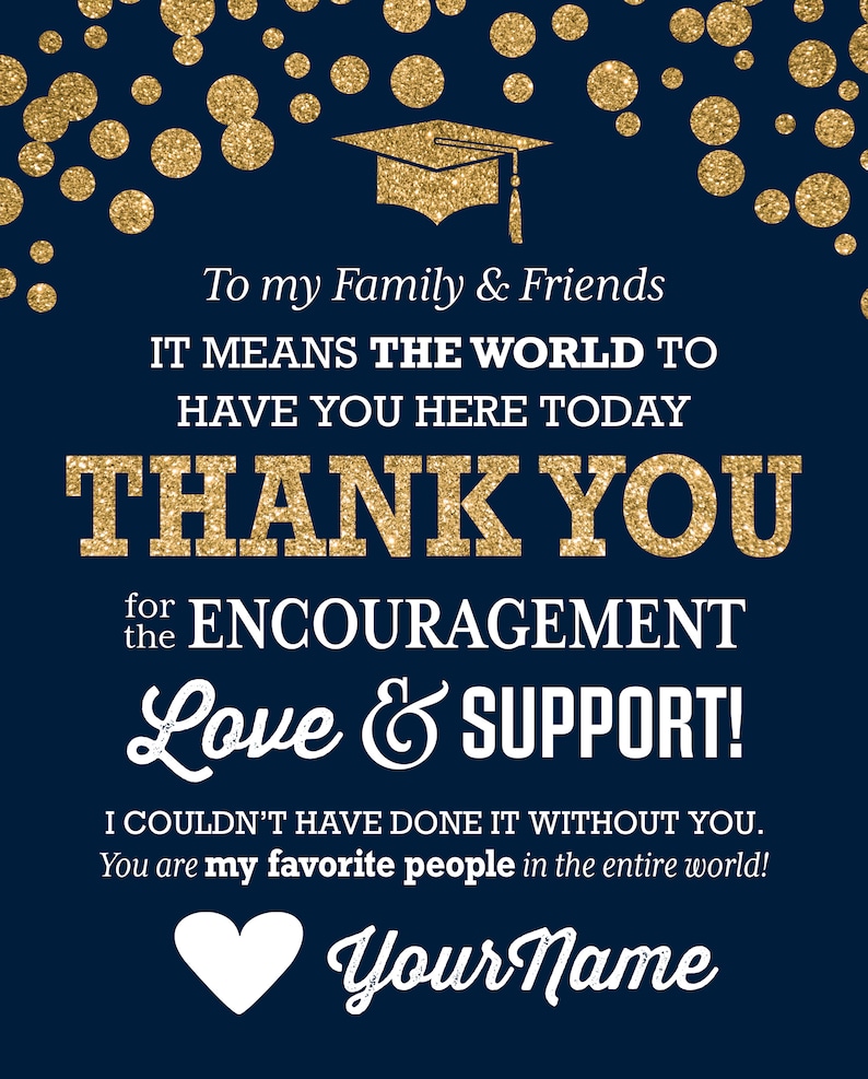 Customized Printable Graduation Thank You Sign - Etsy