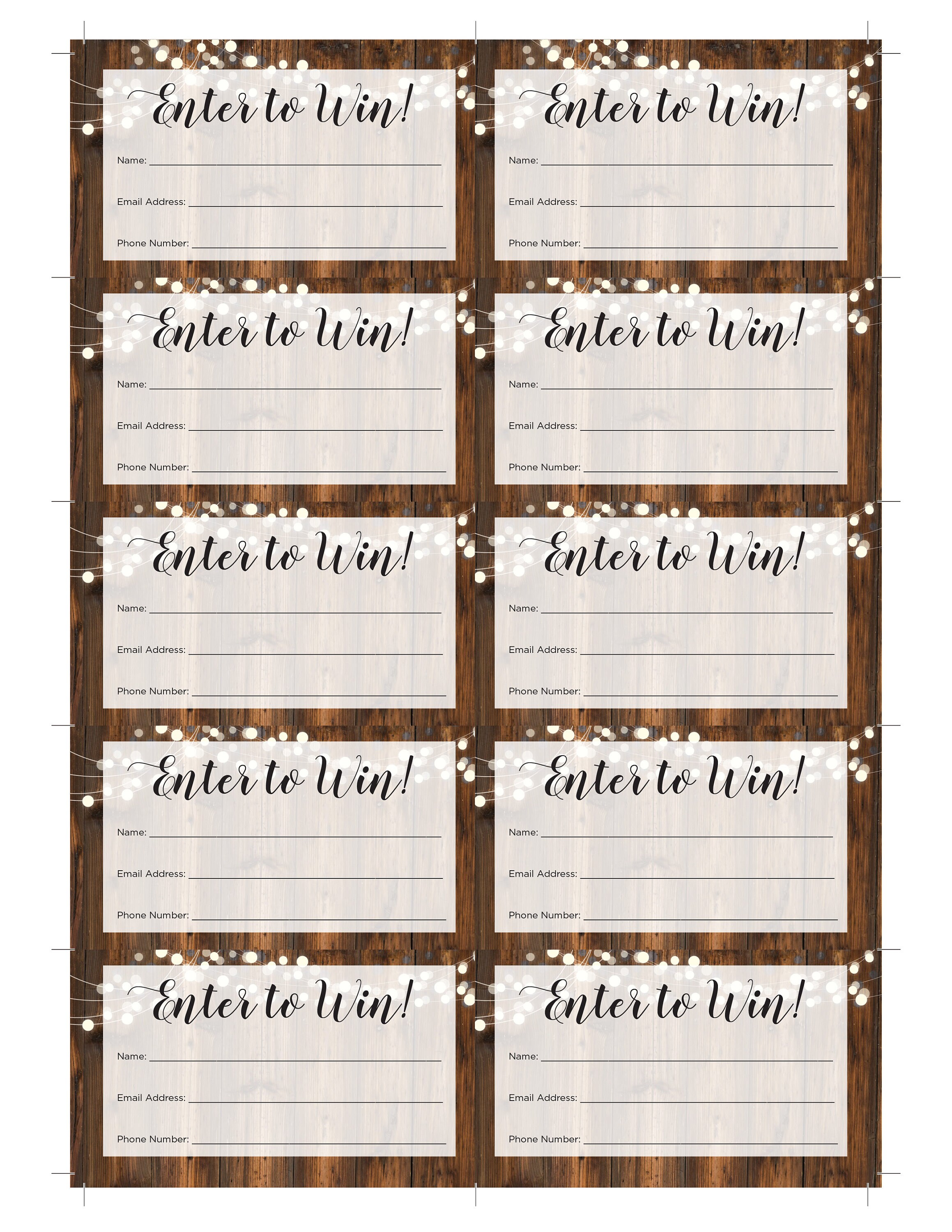 Printable Enter to Win Sign and Tickets Instant Download - Etsy