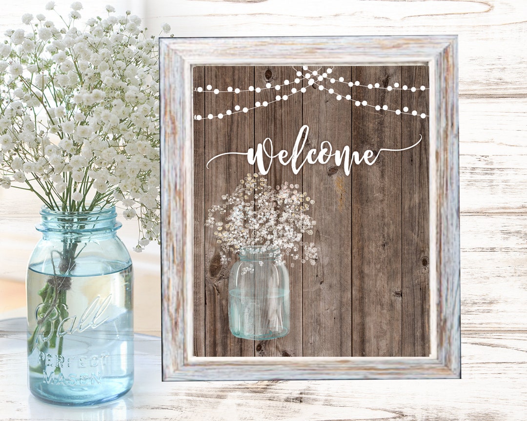 Rustic Welcome Sign: Wood & Lights Shower Decor (digital Download) - Etsy