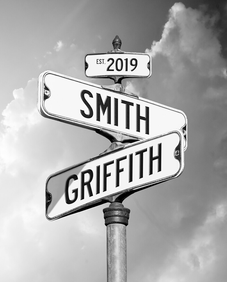 Street Signs Photo Art Print With Names and Wedding Date - Etsy