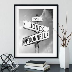 Personalized Wedding Street Sign Ready to Frame Photo Print With Names ...