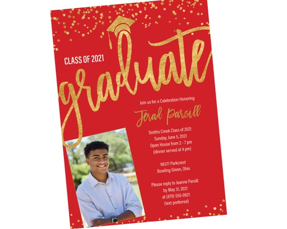 Graduation Invitations 2022 Red