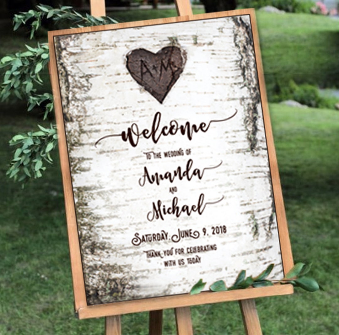 Printable Wedding Welcome Poster Personalized for You With Carved Birch ...