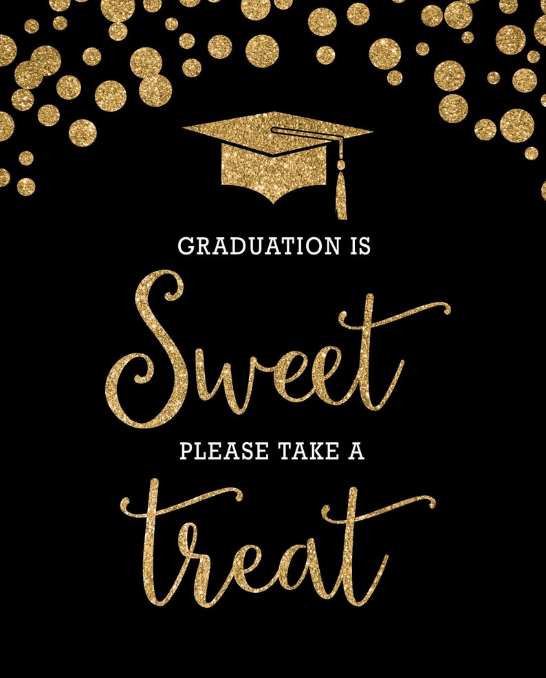 Printable Black and Gold Glitter Instant Download Grad Party - Etsy