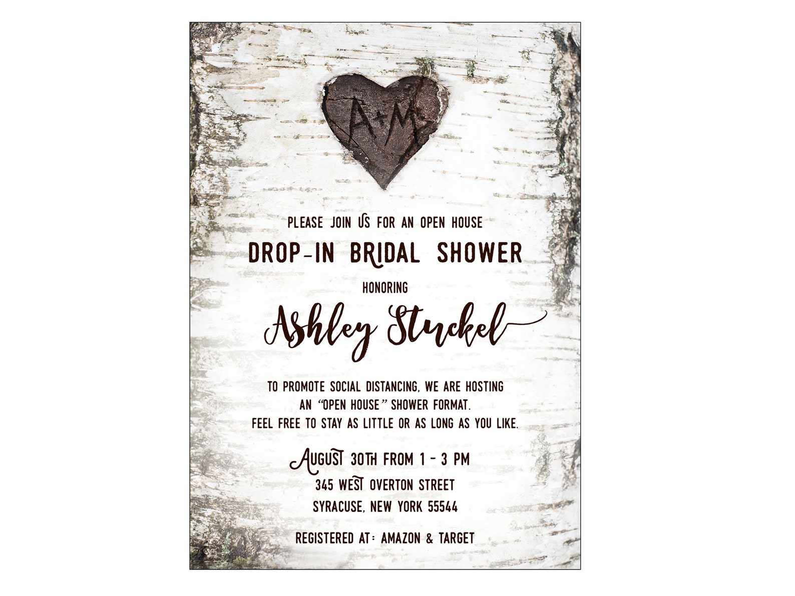 Open House Drop in Shower Bridal Shower Invitation With Rustic - Etsy