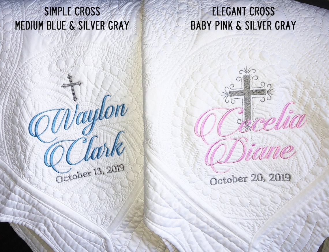 Personalized Christening Blanket Gift for Baby With Cross and | Etsy