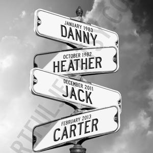 Four Names Personalized Street Signs Custom Photo Art With Options - Etsy