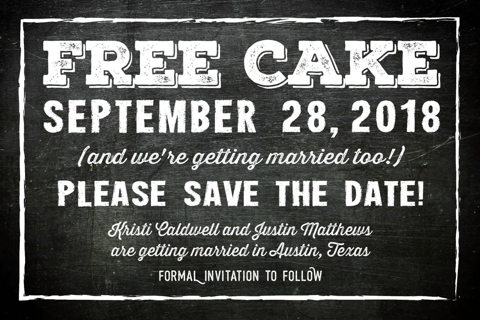 Free Cake Save the Date Postcards | Etsy