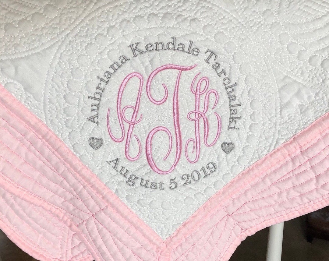 Monogrammed Baby Blanket, Personalized Baby Gift, Keepsake Heirloom ...