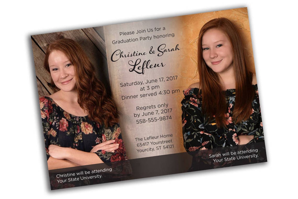Twins Graduation Invitation With Photos - Etsy