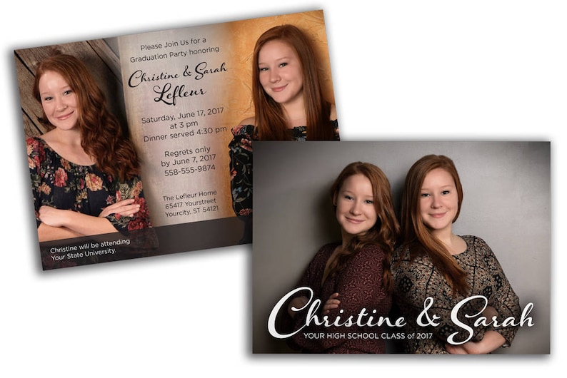 Twins Graduation Invitation With Photos - Etsy