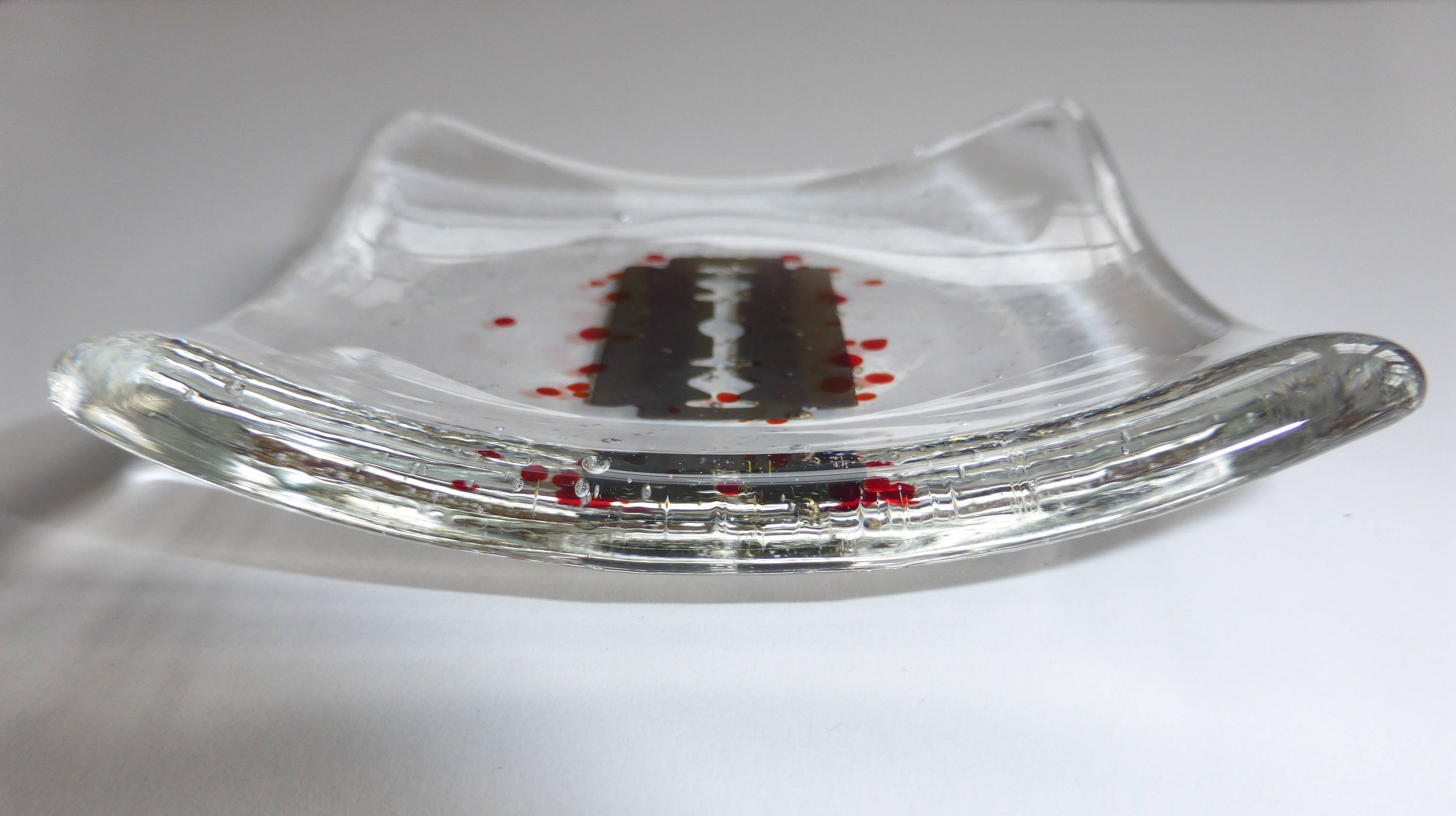 Razor Blade Clear Fused Glass Dish, Razor Blade, Horror, Gothic, Blood ...