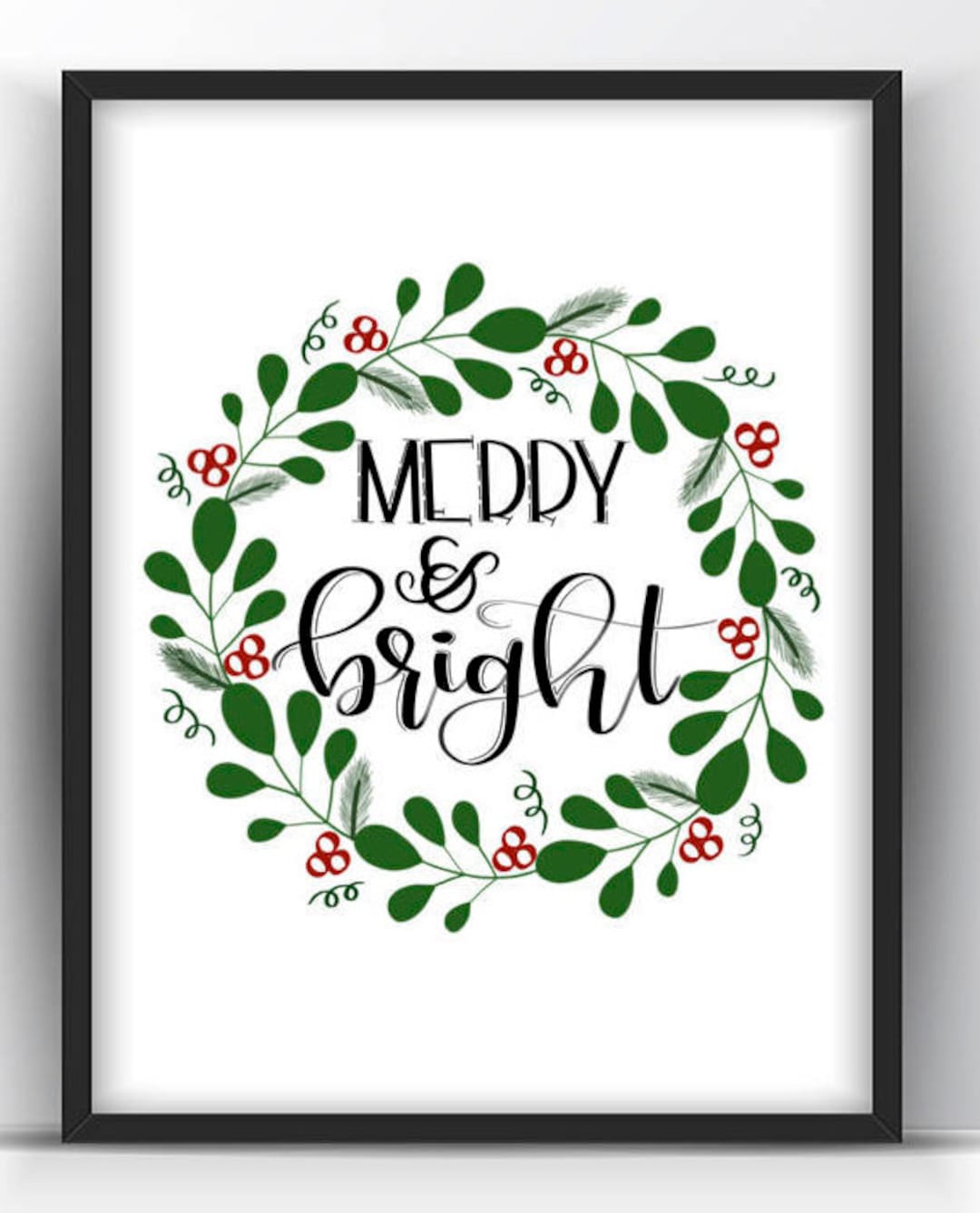Christmas Wall Art/ Christmas Printables/ Merry and Bright/ Digital ...