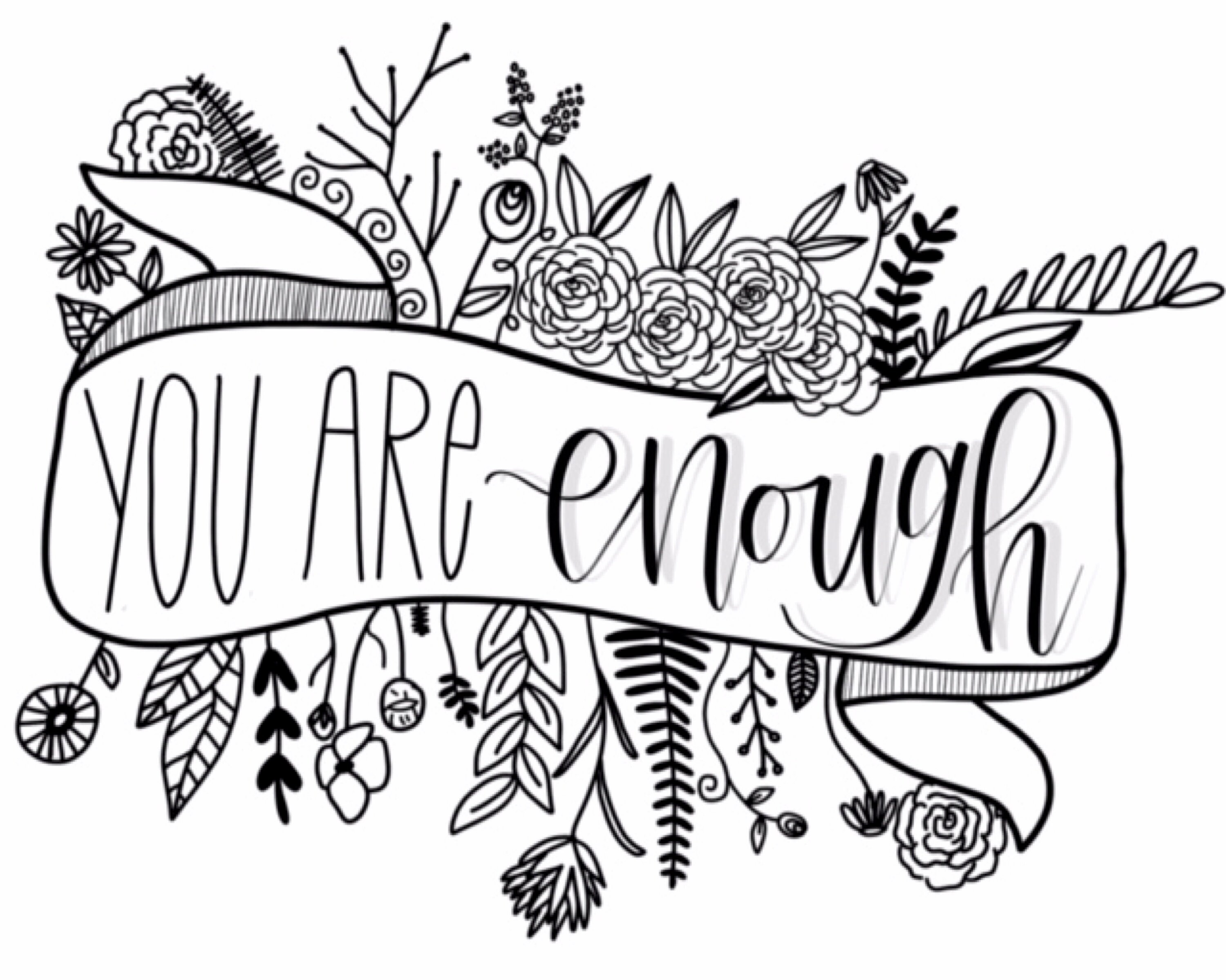 You Are Enough Printable/ Printable Quotes/ Botanical Line Drawing ...