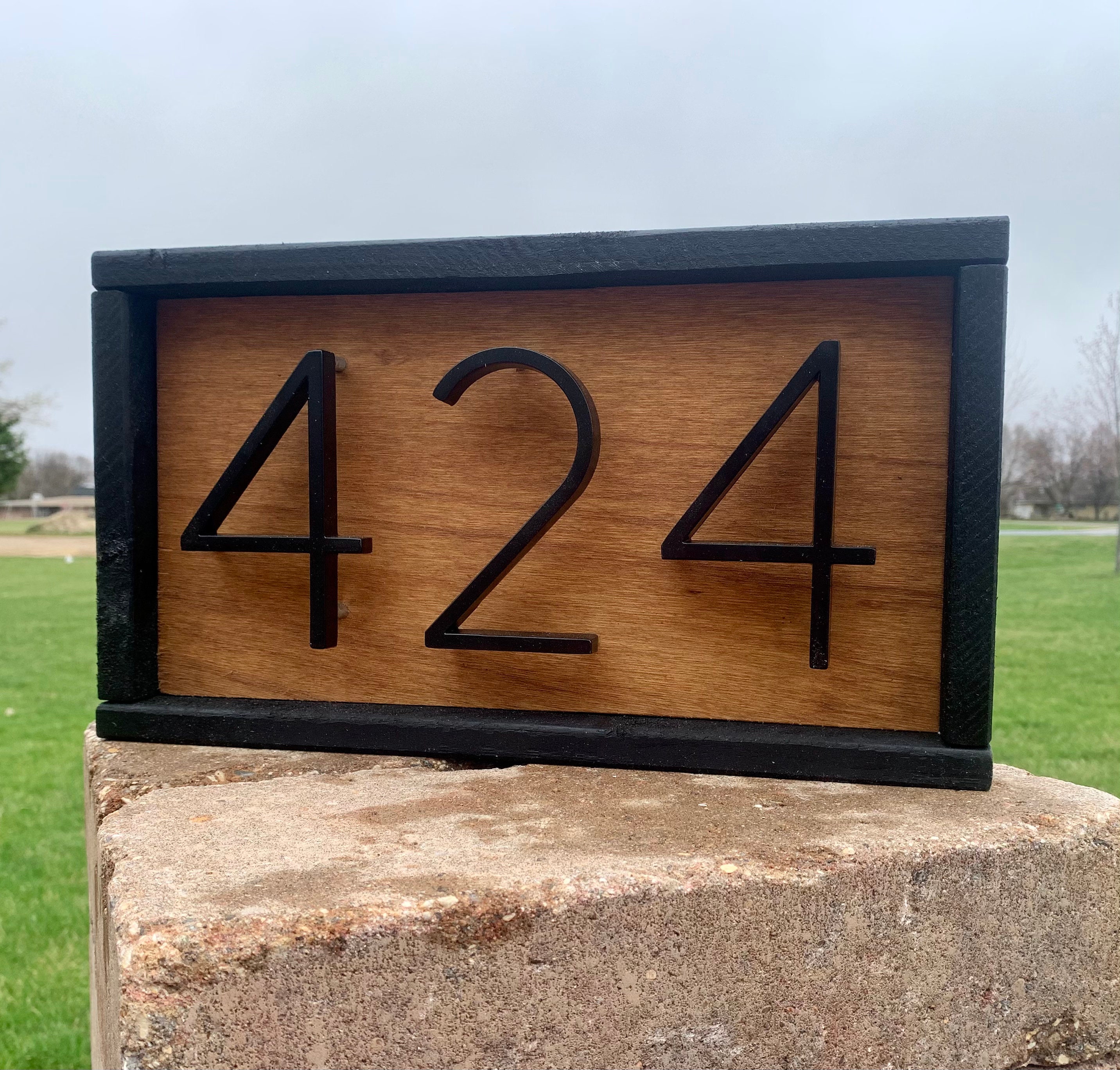 House Number Sign | Modern Sign With Floating Numbers | Hand Crafted ...