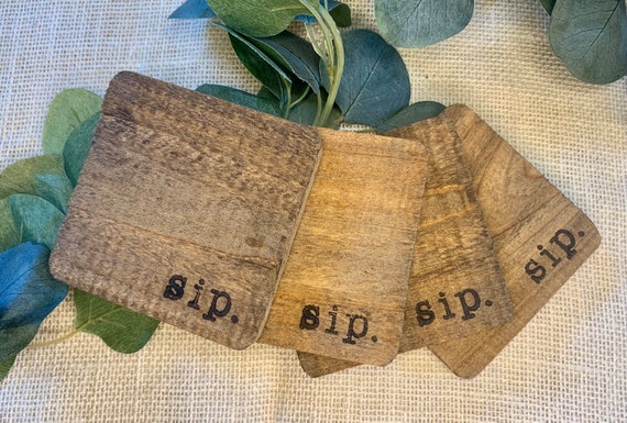 4 Pack Stamped Wood Coasters Porch Coasters Patio Coasters - Etsy