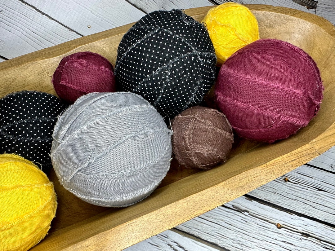 Fabric Rag Balls | Vase Filler | Dough Bowl Decor | Lantern Filler ...