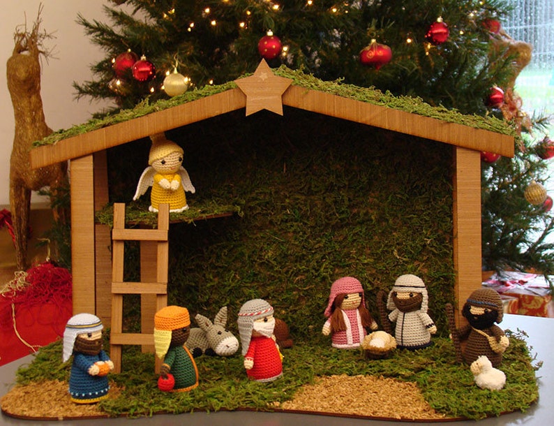 Nativity Stable Cow and Donkey, Crochet Nativity Set, Handmade Nativity ...