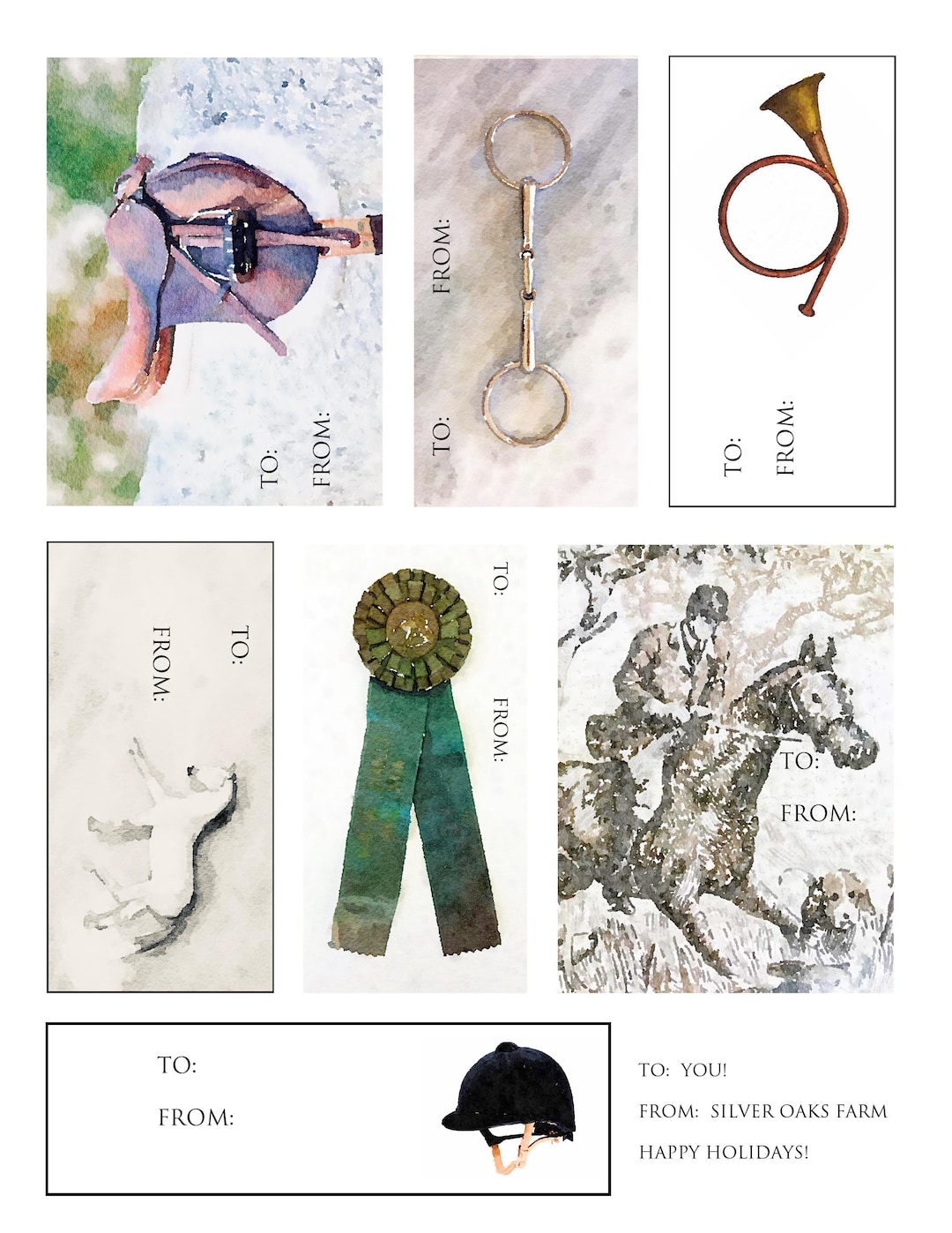 PRINTABLE DOWNLOAD Gift Tags - Watercolor Horse Gift Tags - Blank Gift ...