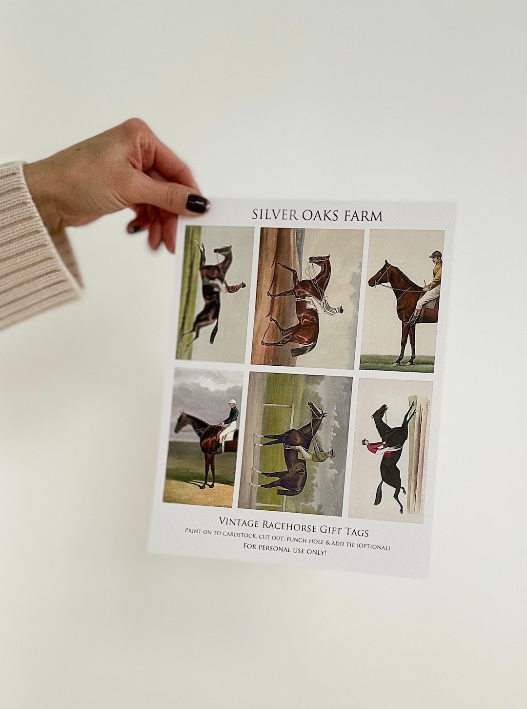 PRINTABLE DOWNLOAD Gift Tags - Vintage Racehorse Art Gift Tag - Horse ...