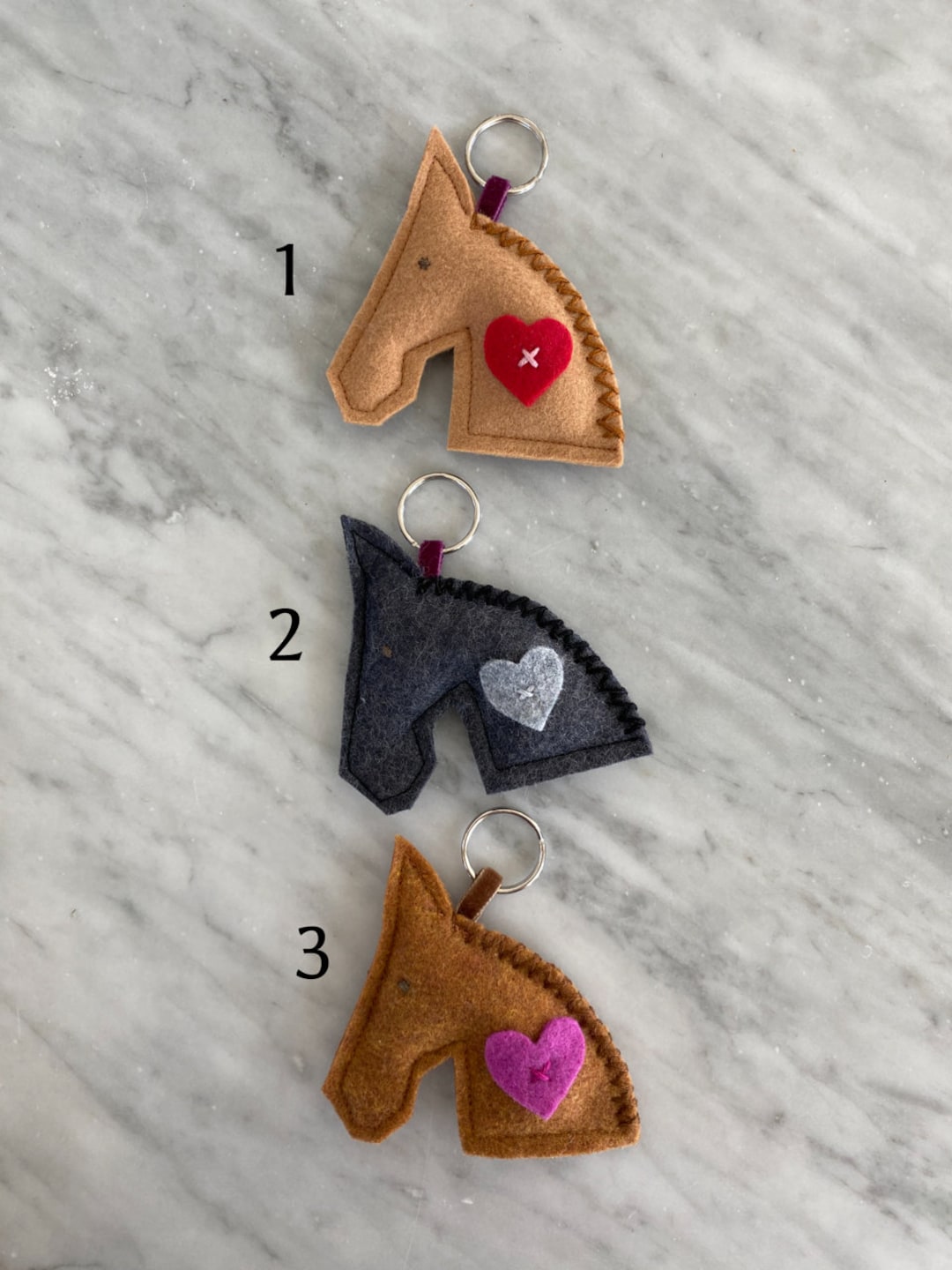 Heart Horse Keychain - Hand Embroidered - Wool Felt - Horse Lover ...