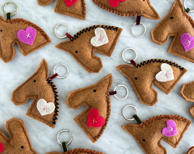 Heart Horse Keychain - Felt Horse Keychain - Horse Lover Gift - Etsy
