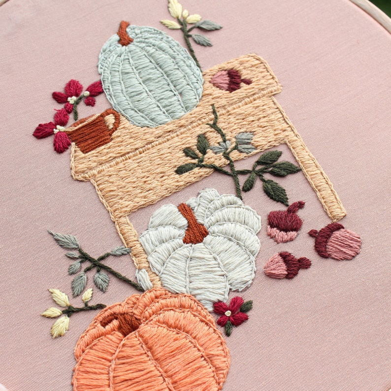 Autumn Pumpkin Embroidery PDF Pattern. Hand Embroidery Downloadable ...