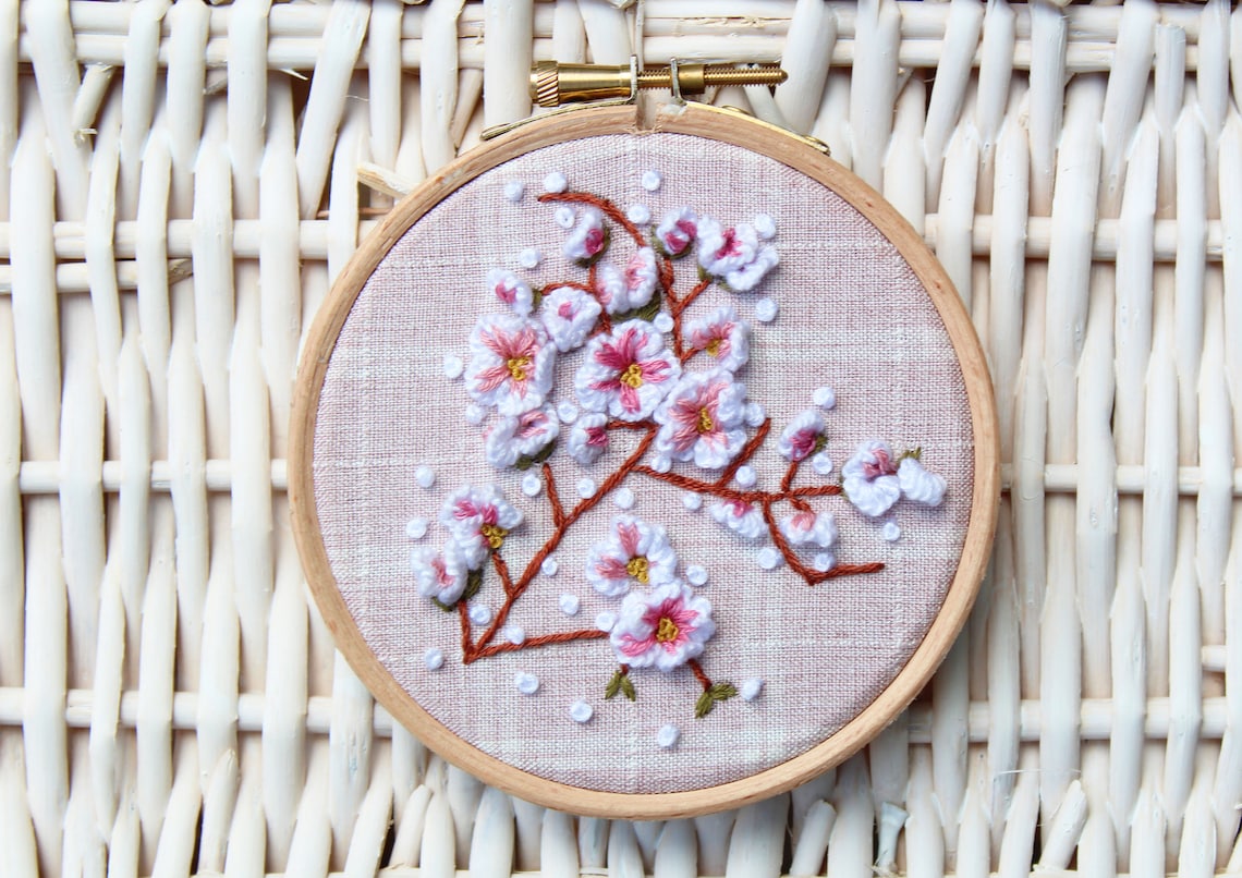 Cherry Blossom Hand Embroidery PDF Pattern Tutorial. Floral - Etsy UK