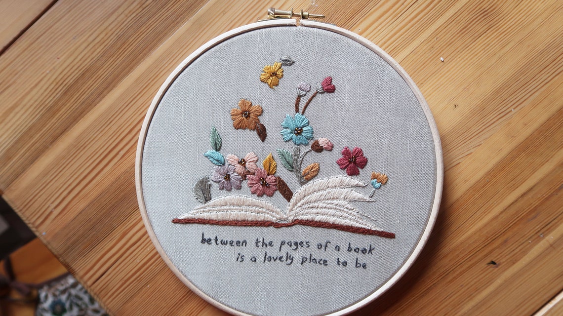 Open Book Hand Embroidery PDF Downloadable Pattern Tutorial / - Etsy