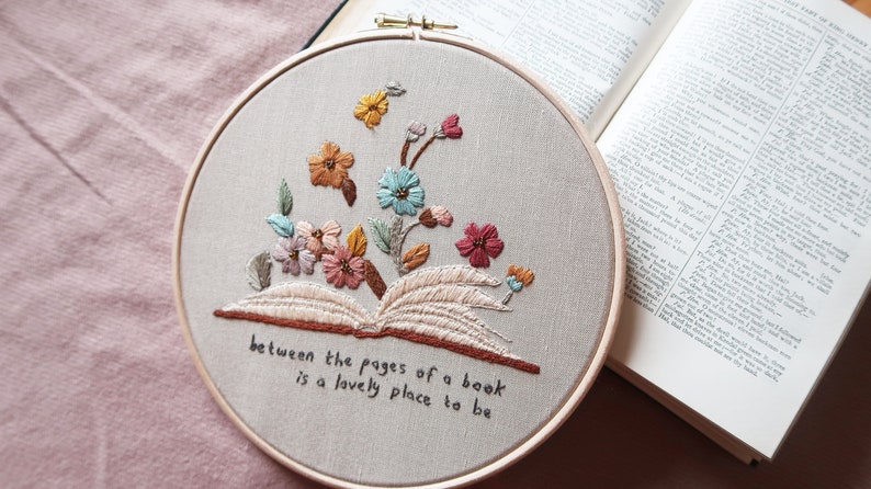 Open Book Hand Embroidery PDF Downloadable Pattern Tutorial / - Etsy