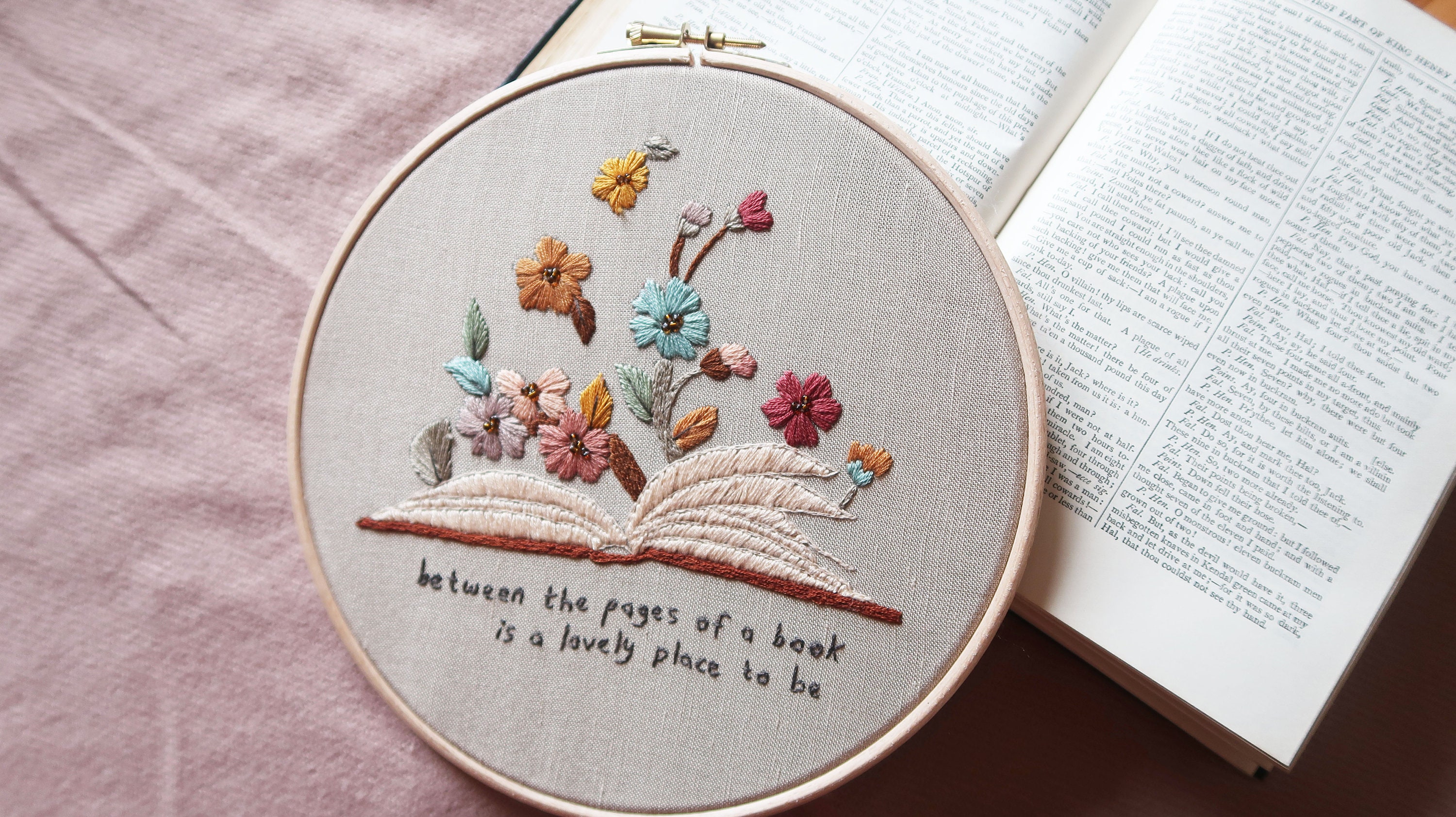 Open Book Hand Embroidery PDF Downloadable Pattern Tutorial / - Etsy