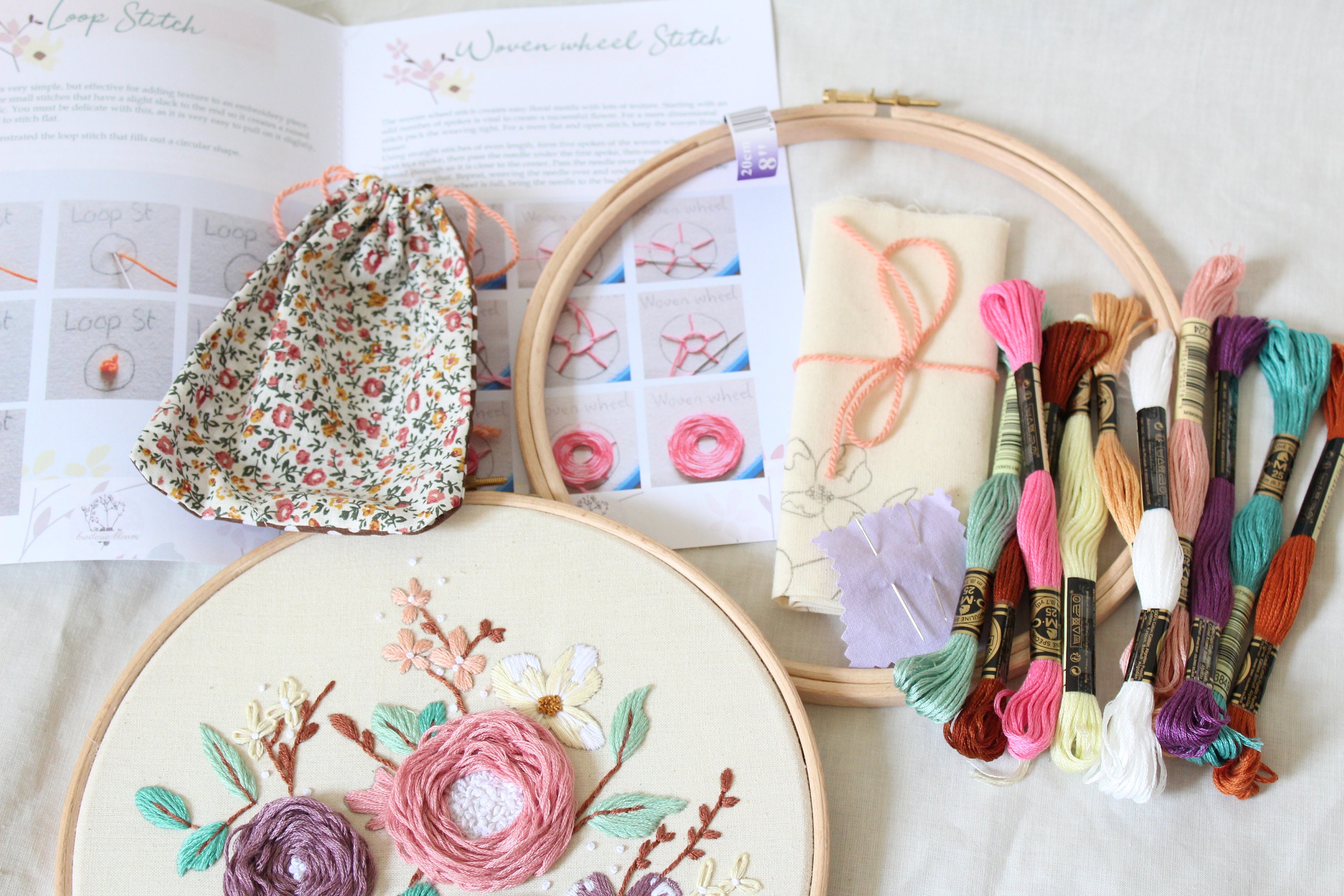 Dusky Rose Embroidery Kit DIY Embroidery DIY Home Decor - Etsy