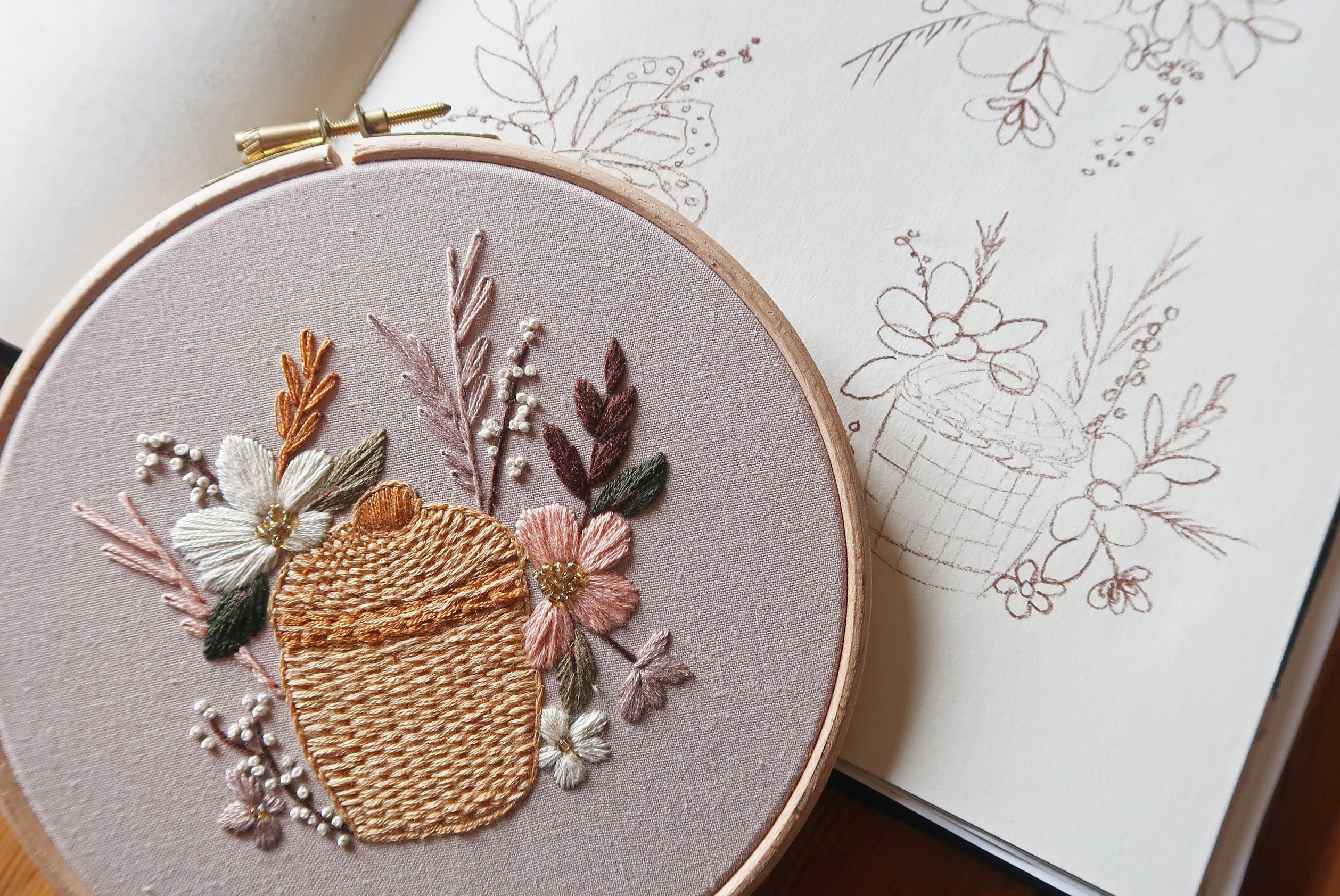 Flower Basket Embroidery Pattern / Downloadable PDF Booklet / - Etsy