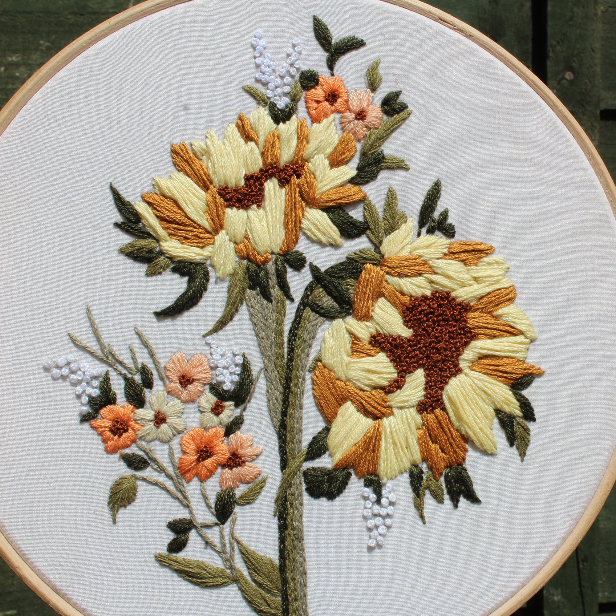 Summer Sunflower Hand Embroidery Pattern. PDF Downloadable Tutorial for ...