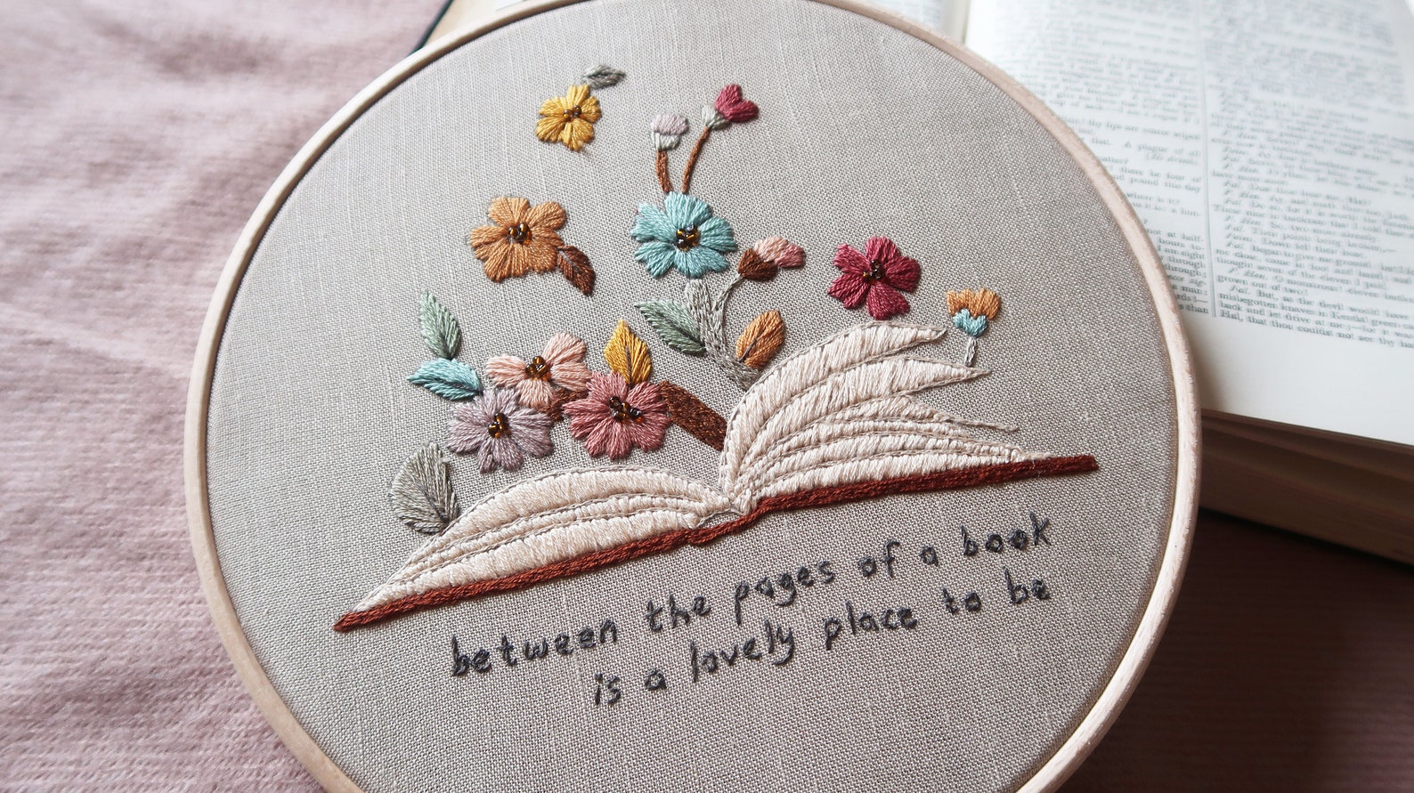 Open Book Hand Embroidery PDF Downloadable Pattern Tutorial / - Etsy