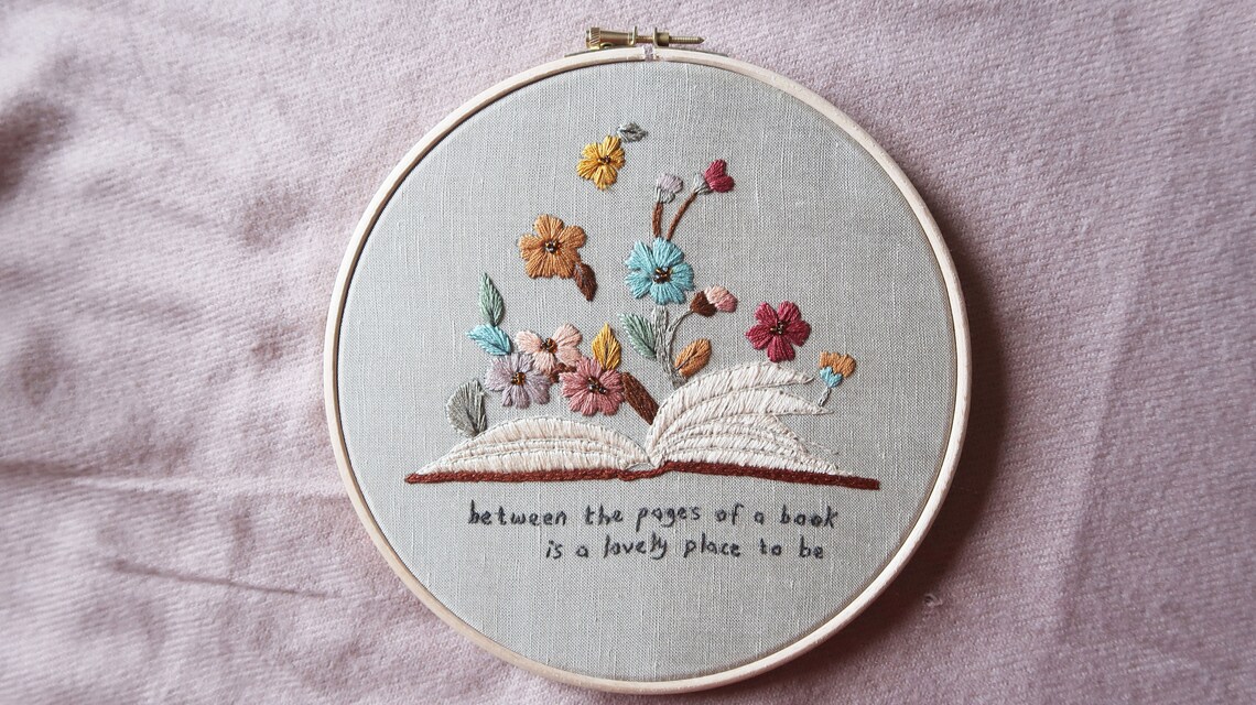 Open Book Hand Embroidery PDF Downloadable Pattern Tutorial / - Etsy