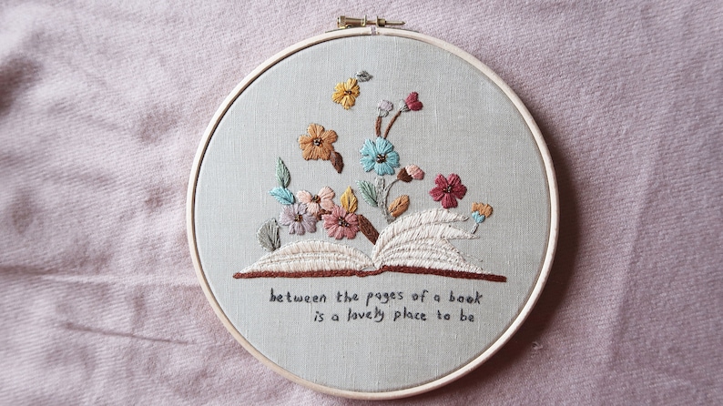 Open Book Hand Embroidery PDF Downloadable Pattern Tutorial / - Etsy