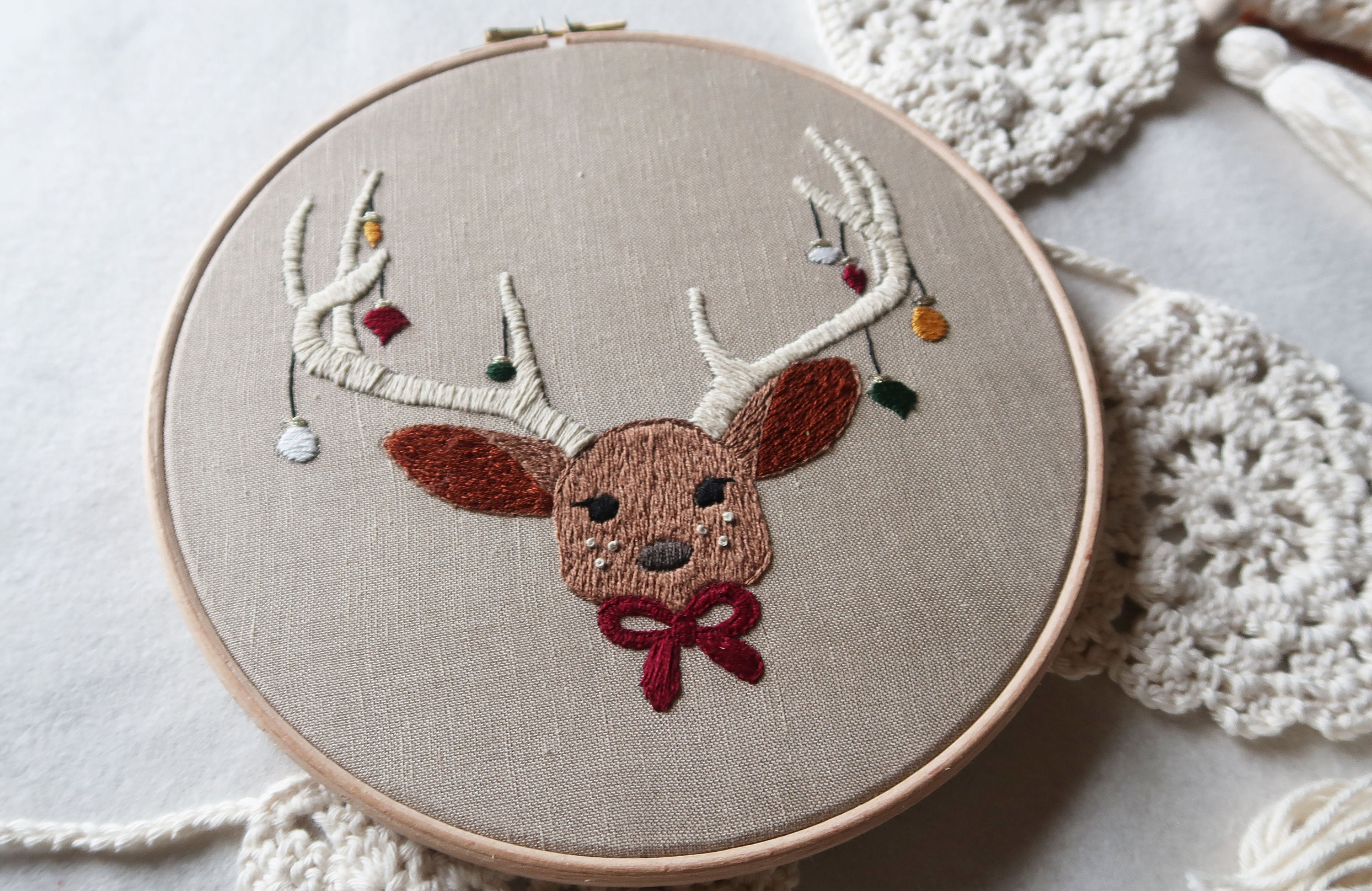 Christmas Reindeer Hand Embroidery PDF Downloadable Pattern - Etsy