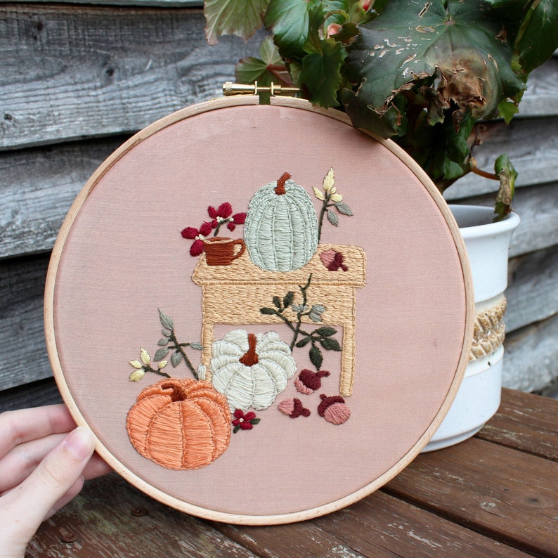 Autumn Pumpkin Embroidery PDF Pattern. Hand Embroidery Downloadable ...
